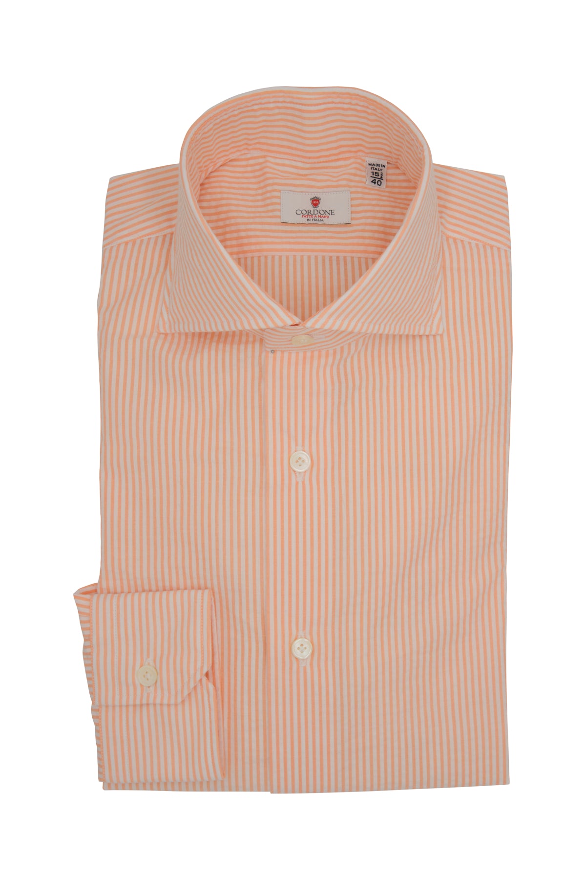 Narrow White and Salmon Line Shirt - Outlet – CORDONE1956