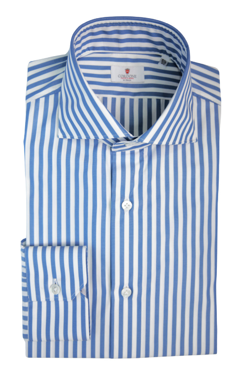 Striped Popeline Alumo Shirt Blue – CORDONE1956